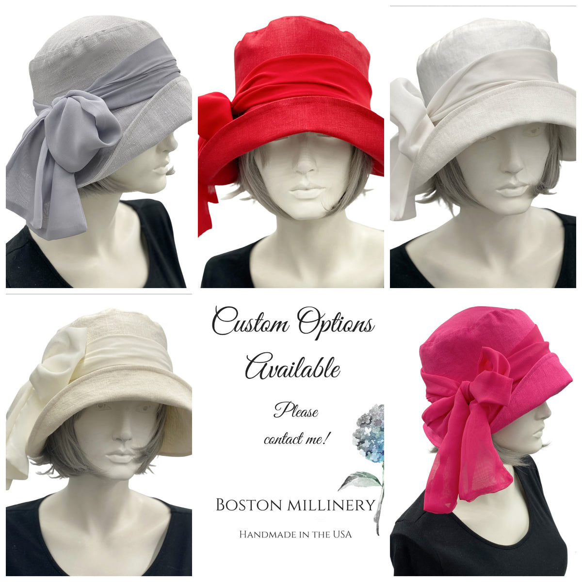 Red Linen 20s Style Cloche Hat with Red Chiffon Scarf | The Eleanor ...
