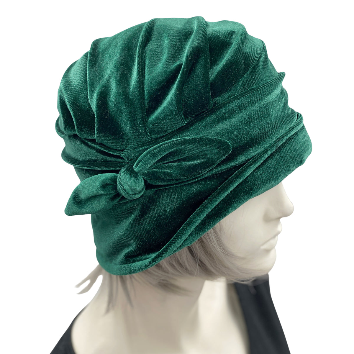 Emerald Green Velvet Hat with small Bow | The Alice Cloche – Boston ...