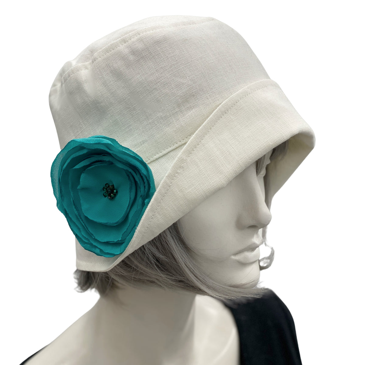 Flapper Style Hat in Summer Linen with a Chiffon Rose | The Eleanor Cl ...