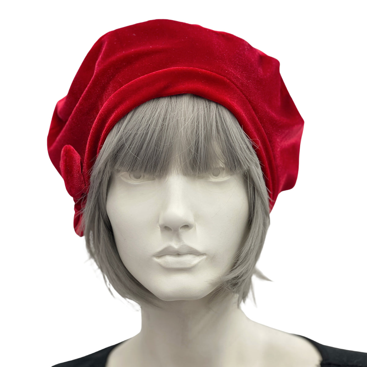 Soft Red Velvet Beret with Small Bow – Boston Millinery