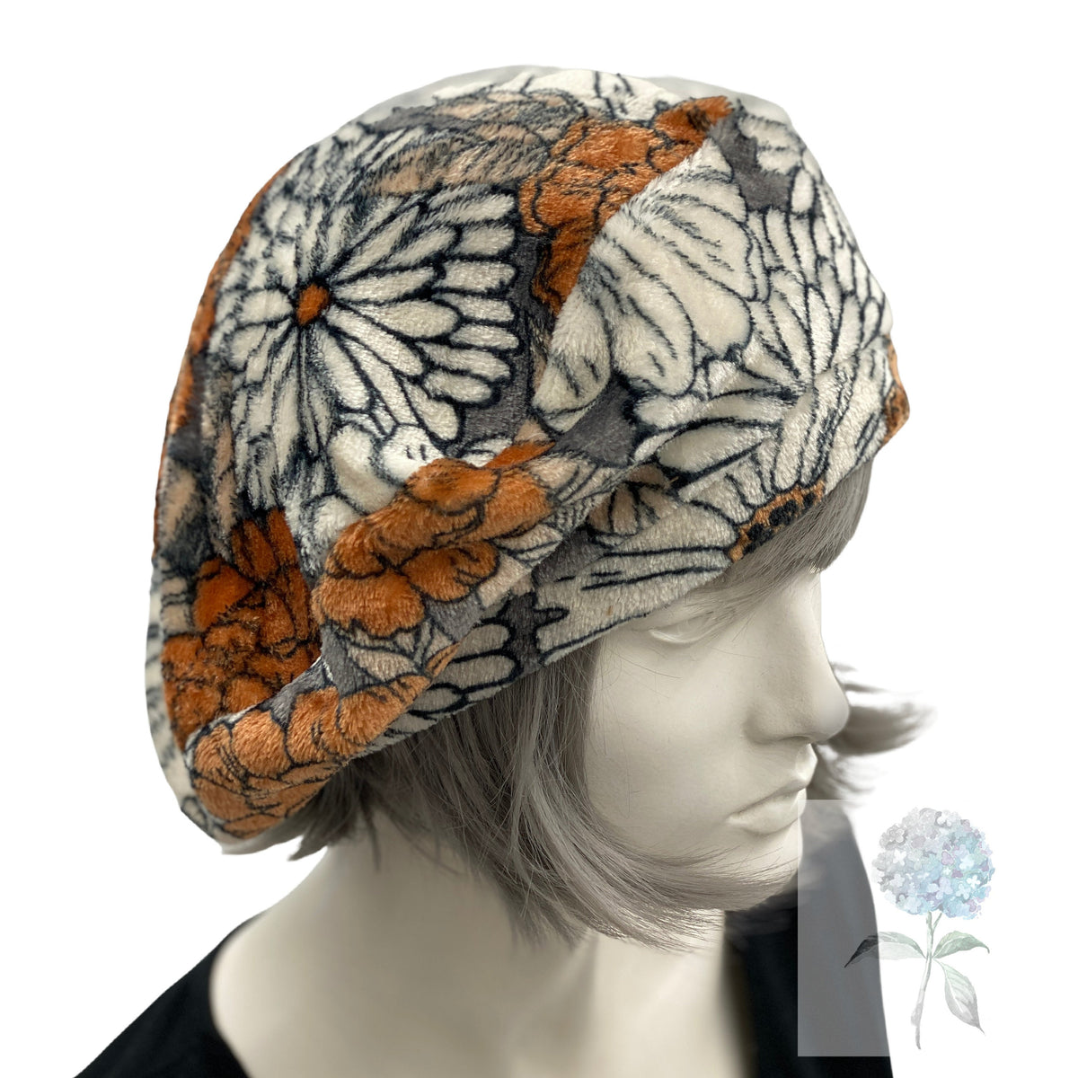 Floral fleece Satin Lined Beret Hat in Autumnal Colors – Boston Millinery