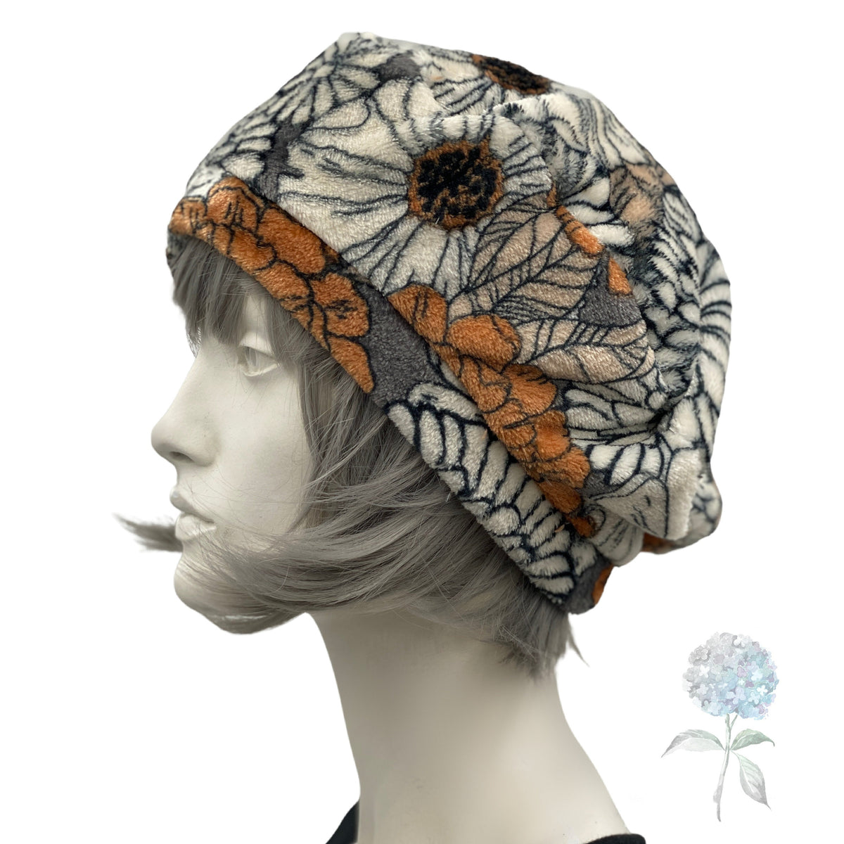 Floral fleece Satin Lined Beret Hat in Autumnal Colors – Boston Millinery